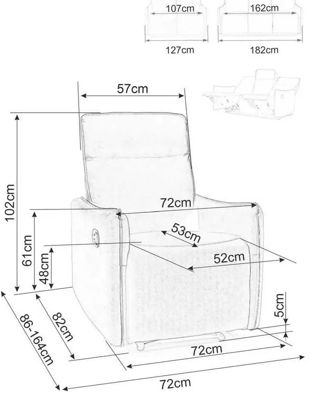 Polohovací pohovka Jorge, dvojsedák, béžová