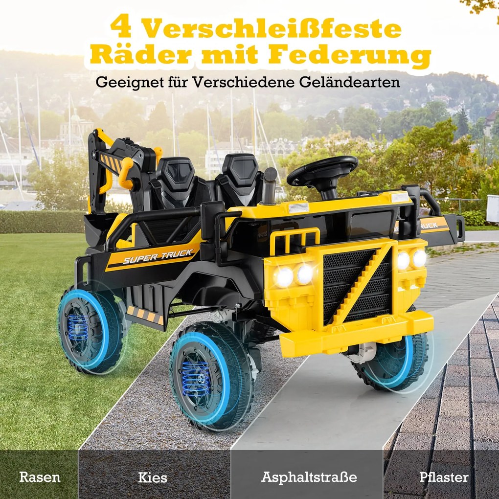 Costway 24 V Elektrické dětské šlapací rypadlo s 4 WD a dálkovým ovládáním