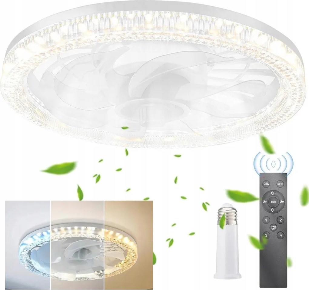 Stropní ventilátor větráček lampa stropní svítidlo Led E27 univerzální 2v1 dálkové ovládání