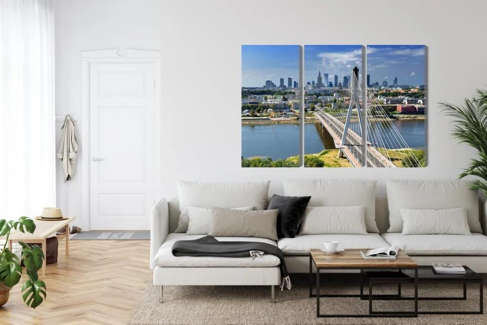 Vícedílný obraz Most S Varšavským Panoramatem V Pozadí Nedostatek Nedostatek Plátno Canvas 150x100