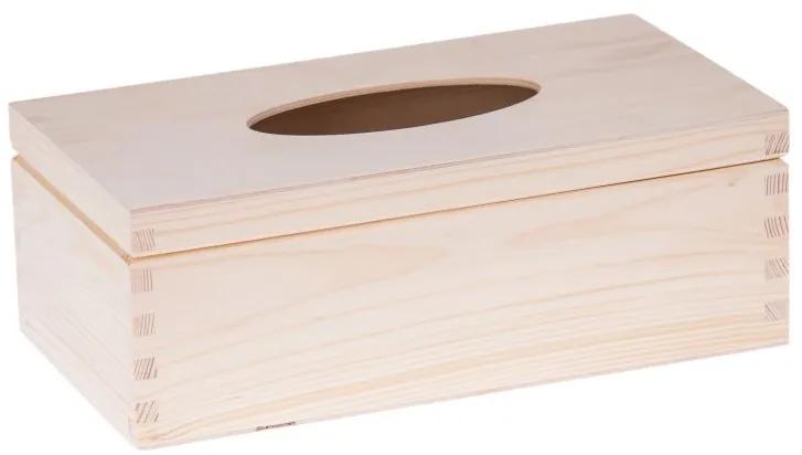 FK Dřevěná krabička na kapesníky - 26x14x5 cm, Přírodní