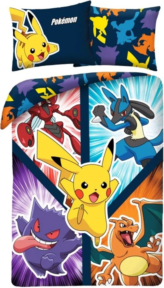 Bavlněné ložní povlečení Pokémon Pikachu a přátelé - 70 x 90 cm + 140 x 200 cm - 100% bavlna