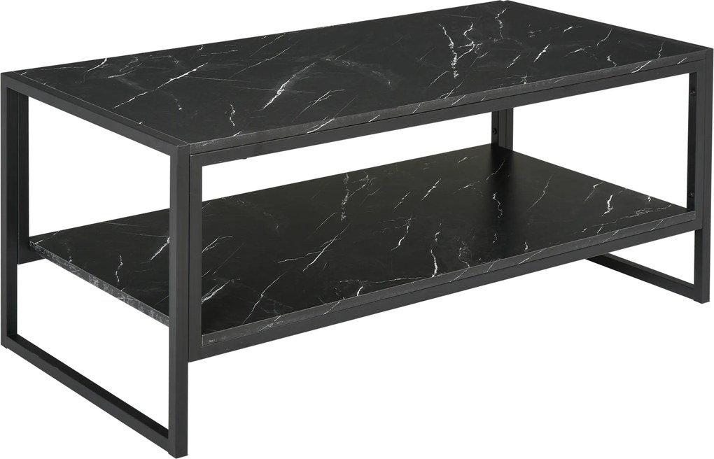 HOMCOM Moderní konferenční stolek se 2 policemi 106 x 50 x 47 cm Černý