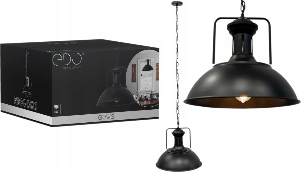 Závěsné Stropní Svítidlo Edison Retro Loft E27 Black