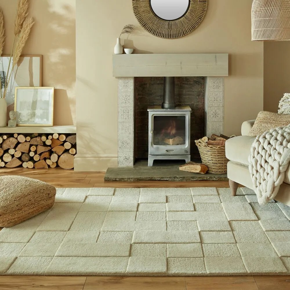 Kusový koberec Moderno Checkerboard Natural, 120x170, béžová, obývacia izba, Flair Rugs