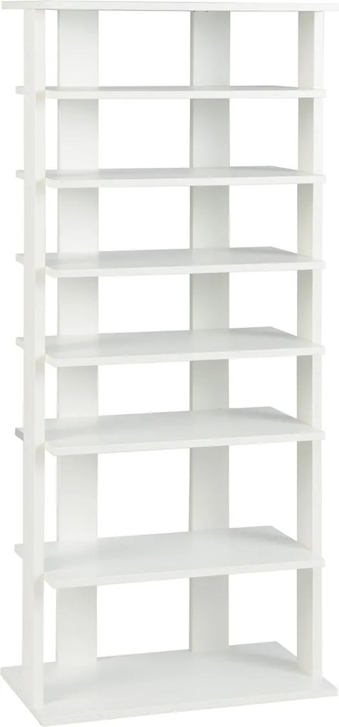 Costway Botník 7patrový botník v retro stylu – 45 × 25 × 110,5 cm, bílý