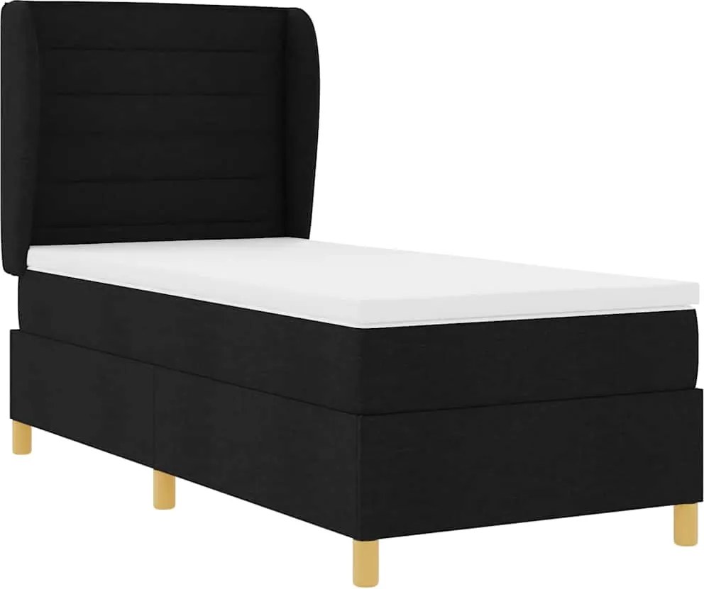 Postel s boxspringem s matrací s čelo Černý 200 x 90 cm textil 3340671