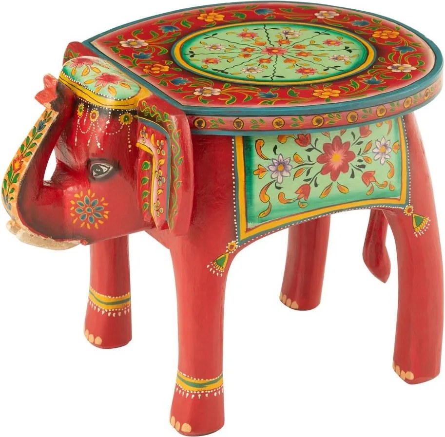 Dřevěný barevný stůl / stolička slon Mumbai mango wood - 48*35*36 cm