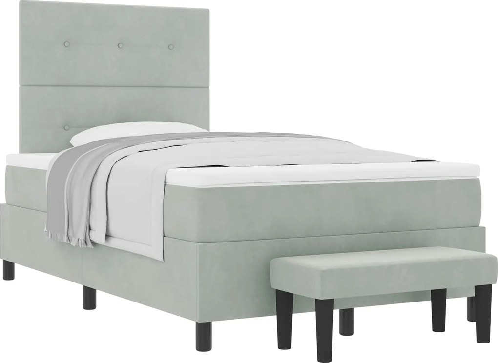 Postel s boxspringem s čelo Světle šedá 190 x 120 cm samet 3344498