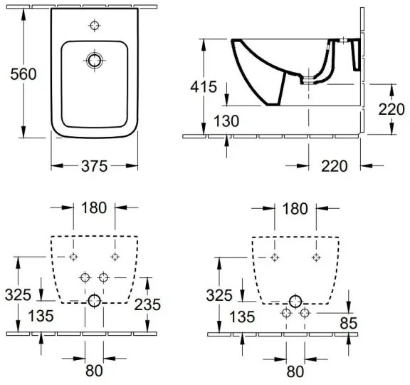 Villeroy & Boch 441100R1 - Závěsný bidet VENTICELLO keramika/bílá