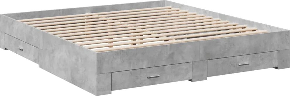 Rám postele se zásuvkami betonově šedý 200 x 200 cm kompozit 3280359