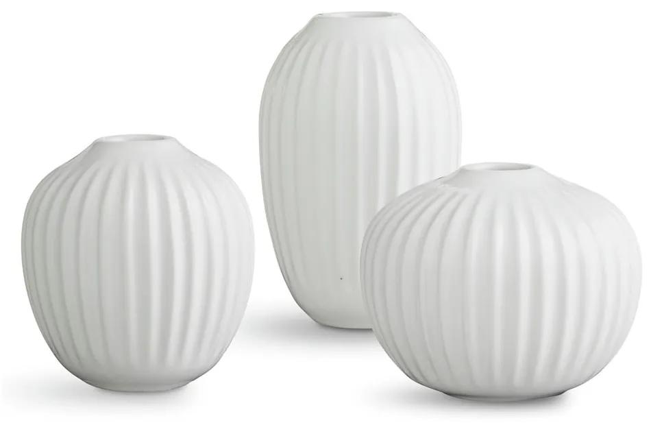 Sada 3 miniaturních kameninových bílých váz Kähler Design Hammershoi Miniature