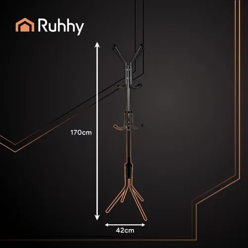 Stojanový věšák na oděvy 170 cm – černý