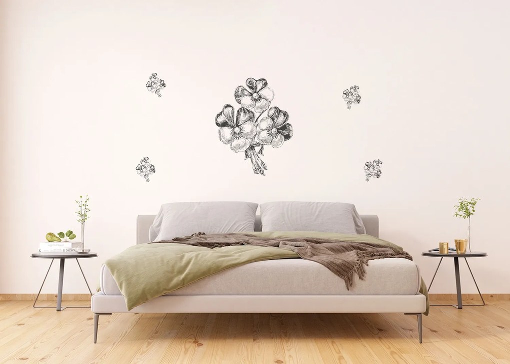 Samolepka na zeď Stříbrná Kytice | 65 x 85 cm | DF0458