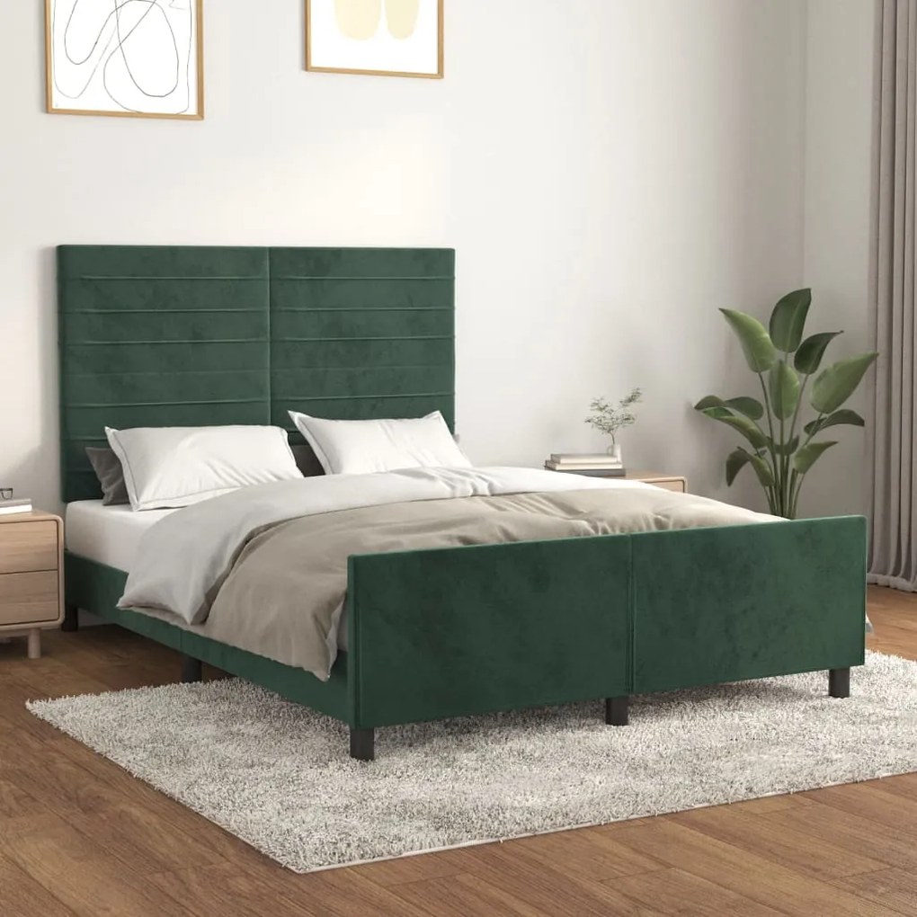 Rám postele bez matrace tmavě zelená 140 x 200 cm samet 3125821