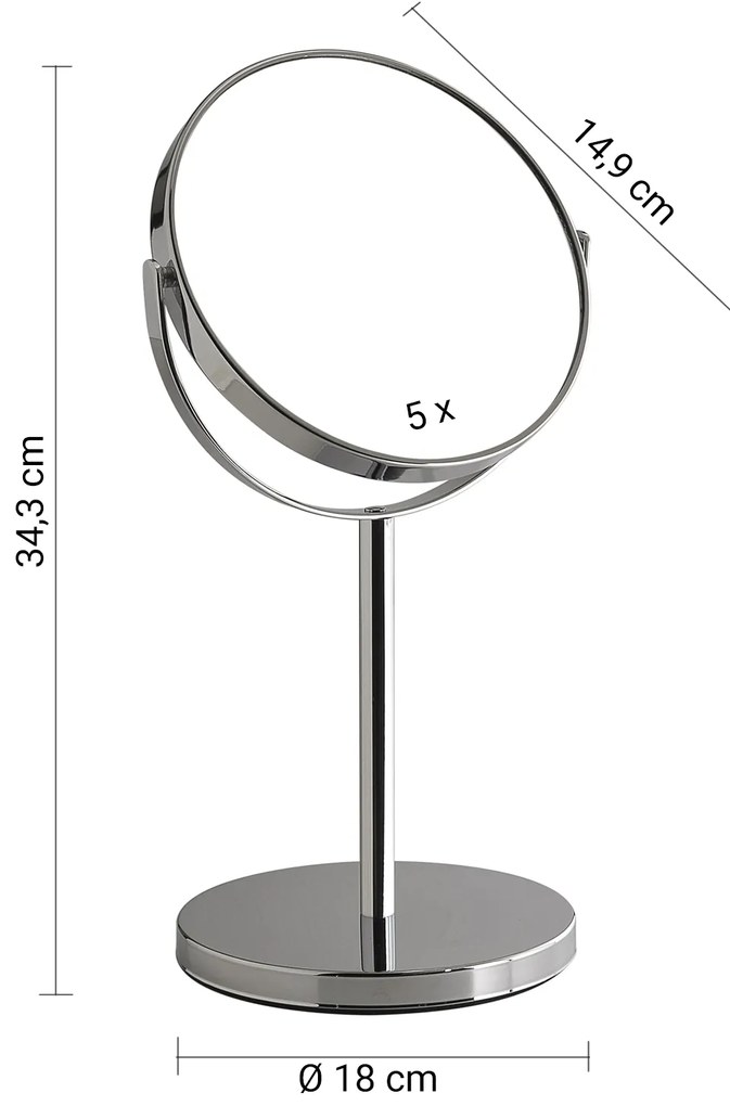 Gedy Gedy, ANNA kosmetické zrcadlo na postavení, průměr 163mm, oboustranné, chrom, 211213