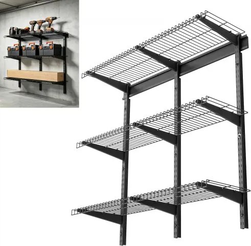 3patrový vysoce odolný nástěnný regál do garáže, 275 × 914 mm VEVOR