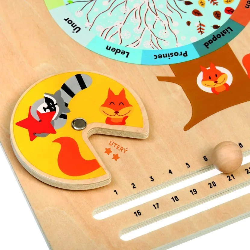 Kalendář přírody - dřevěná naučná hrací deska -LL322