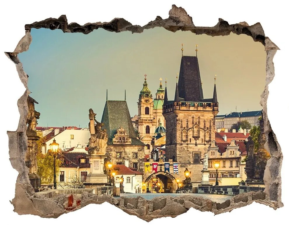 Wallmuralia Fototapeta díra na zeď Most Praha 95x64 cm