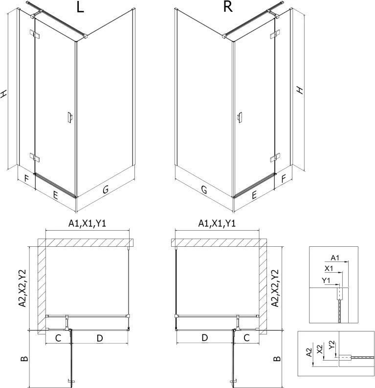 Mexen Mist HT, sprchový kout s výklopnými dveřmi pravý 70 x 75 cm, čiré sklo, měděná matná, 8A5T-070-075-65-00-P