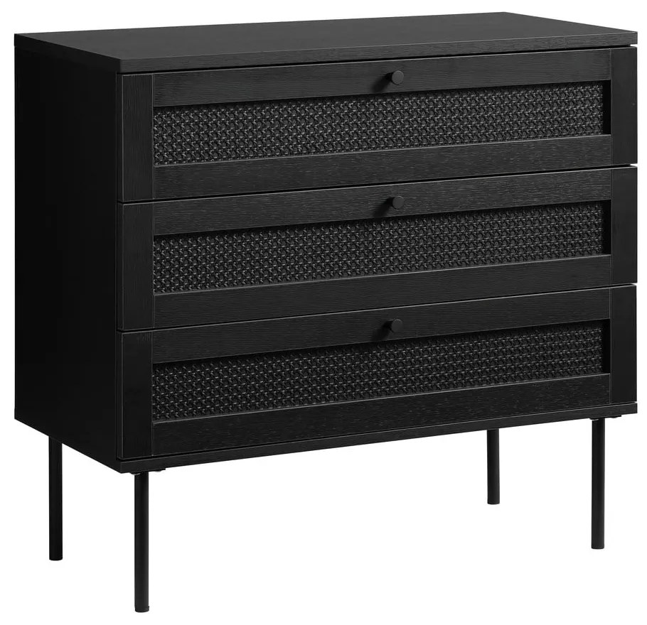 Černá nízká komoda v dekoru dubu 80x75 cm Pensacola – Unique Furniture