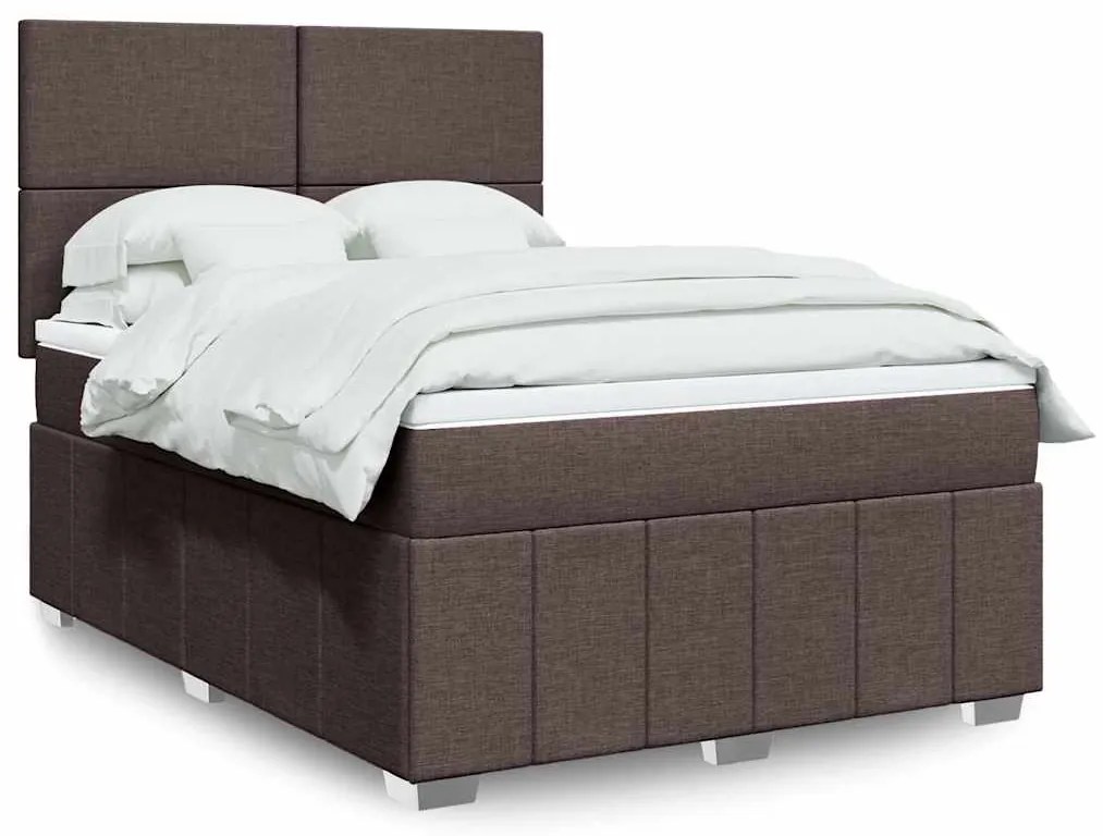 Box spring postel s matrací tmavě hnědá 160x200 cm textil