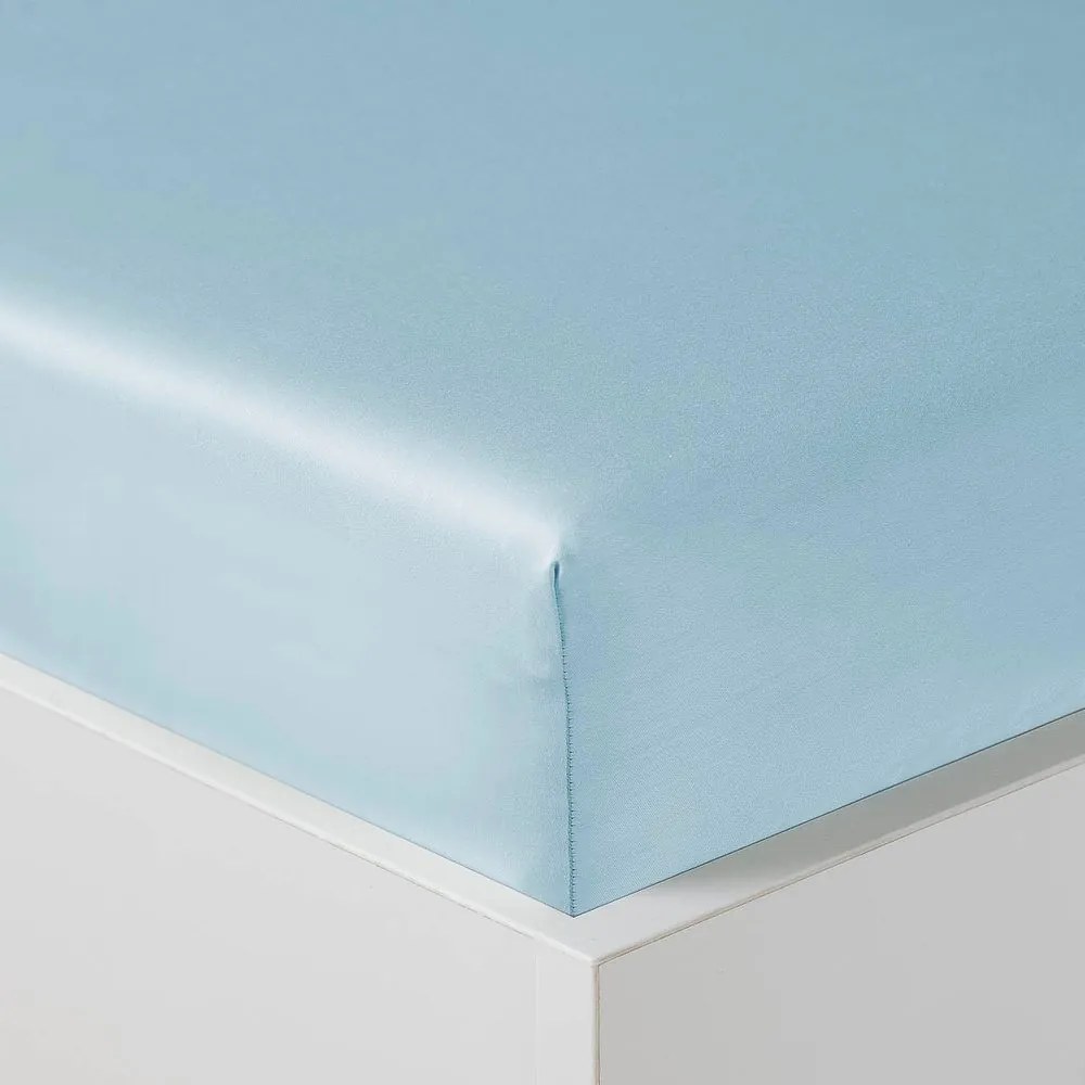 Luxusní saténové prostěradlo Tencel™ – světlá modrá: 90x200cm