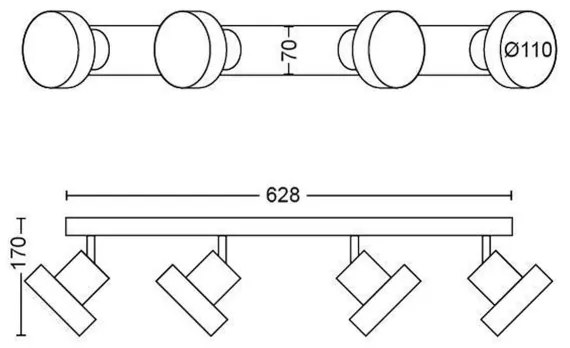 Philips 50604/30/P0 - LED Bodové svítidlo BUKKO 4xLED/4,3W/230V