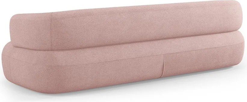 Světle růžová pohovka z textilie bouclé 226 cm Jenny – Micadoni