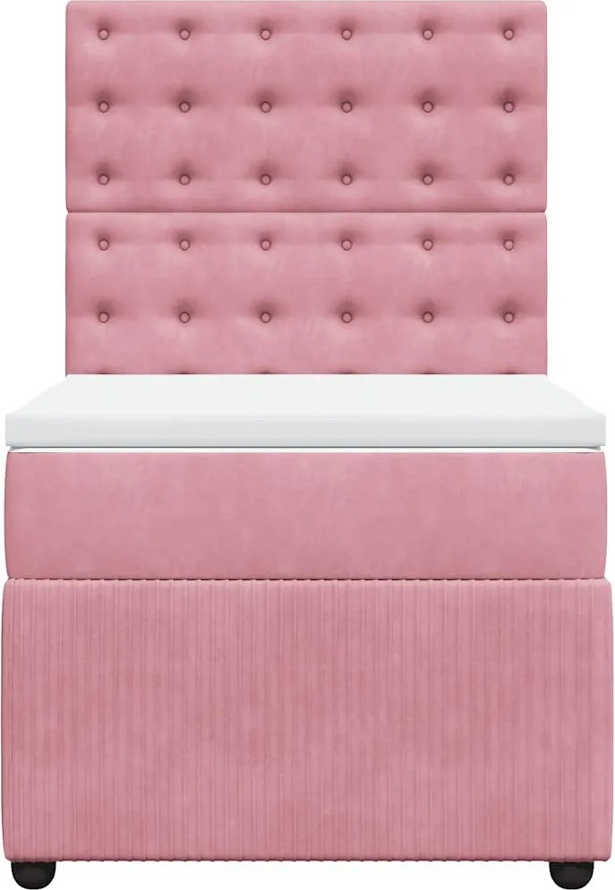 Box spring postel s matrací růžová 100x200 cm samet 3294579