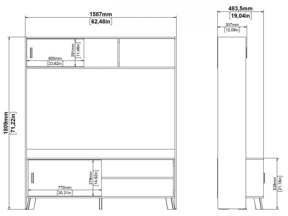 Tvilum TV stěna Iker 718 jackson hickory/bílá