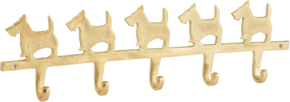Zlatý kovový věšák na kabáty s pejsky Dogs – 57*16*4 cm