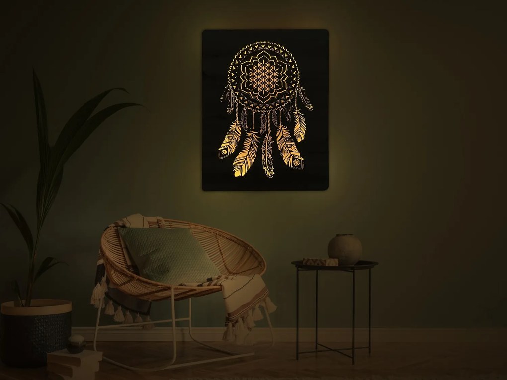 Li-Go "Lapač" světelný obraz s baterií 62x80cm varianta ovládání: ovládání na obraze včetně dálkového ovladače, provedení povrchu: dub
