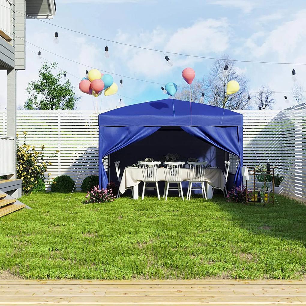 SONGMICS Nůžkový párty stan s bočnicemi 3x3 m modrý