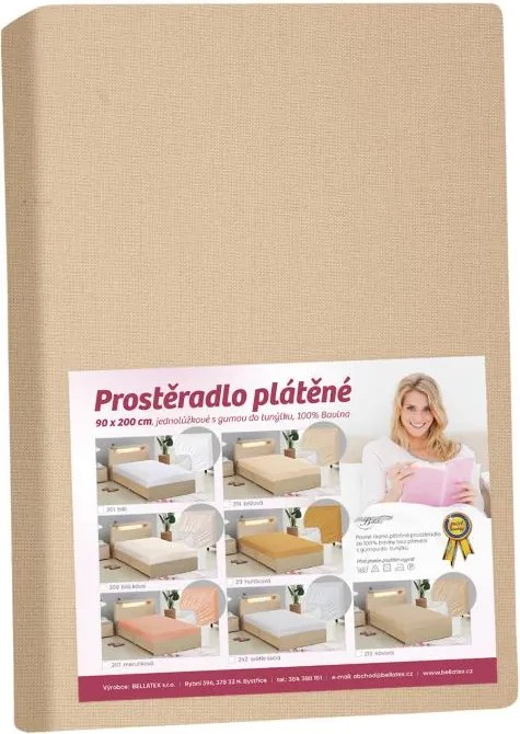 Bellatex Prostěradlo plátěné Béžová 90x200 cm
