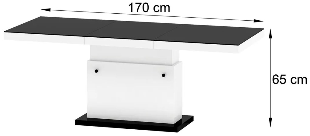 Konferenční stolek MATERA LUX (černá lesk/bílá lesk/černá lesk)