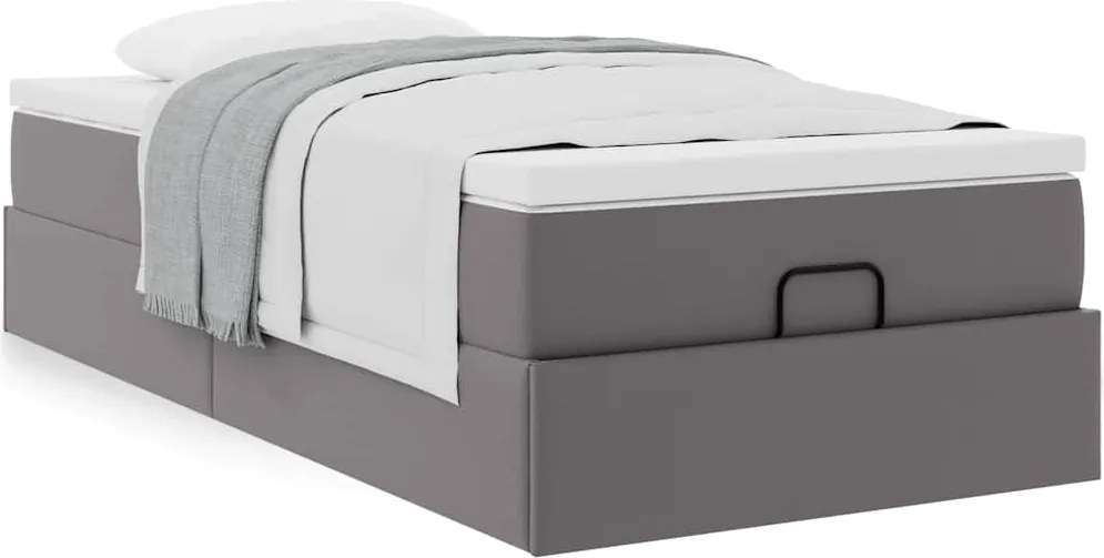 Osmanský rám postele s matrací šedá 100x200cm umělá kůže 3311024