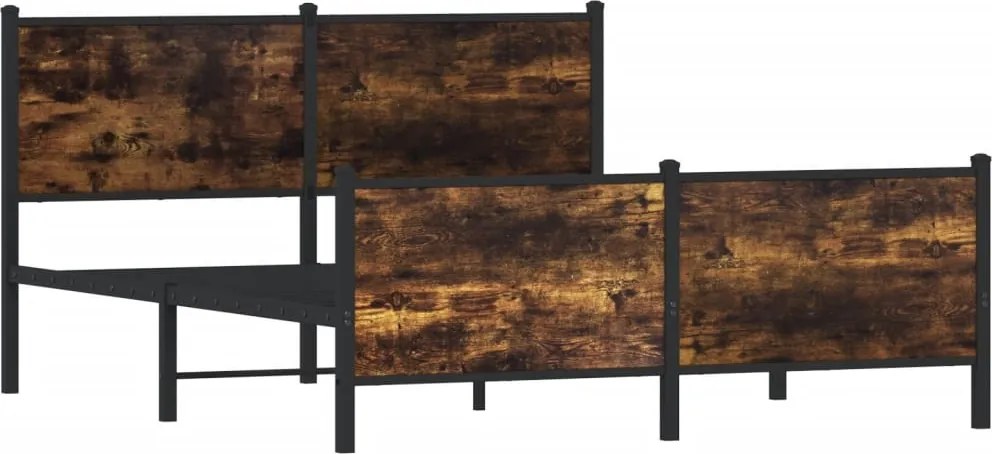 Kovový rám postele bez matrace kouřový dub 160 x 200 cm 3301354