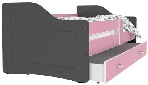 Dětská postel SWEETY 160x80 barevná RŮŽOVÁ-ŠEDÁ