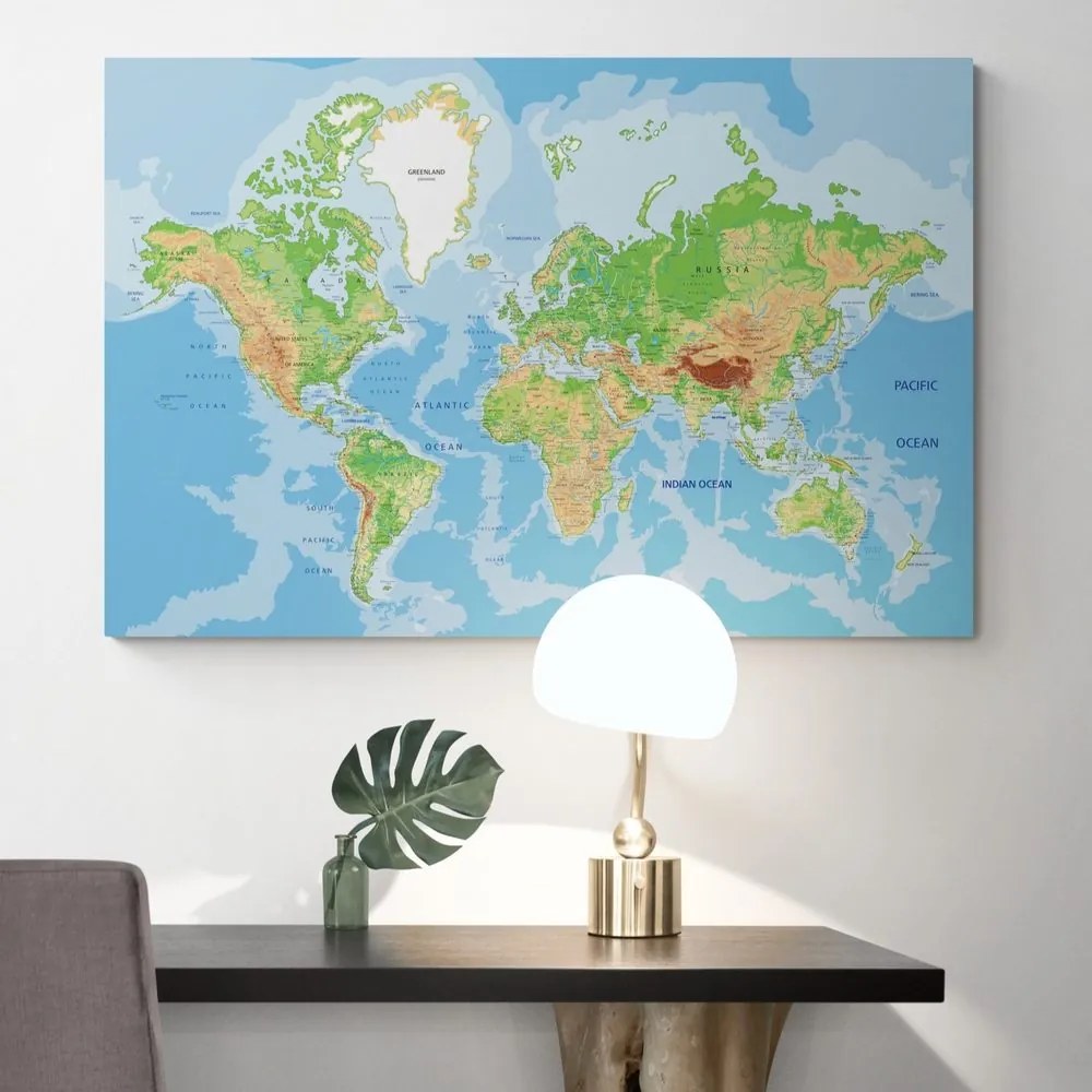 Obraz na korku klasická mapa světa