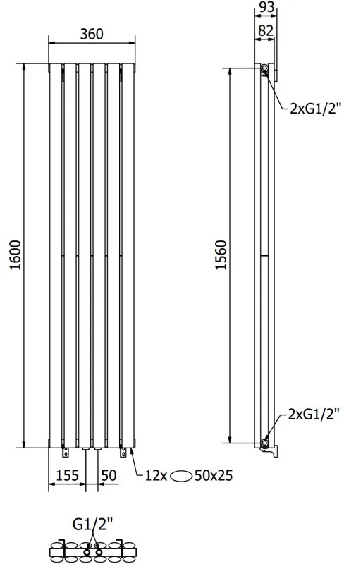 Mexen Dallas, topné těleso 1600 x 360 mm, 1039 W, bílá, W214-1600-360-00-20