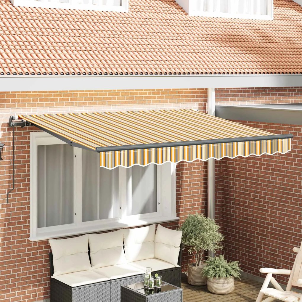 Stahovací markýza Žlutá a Šedá 250 x 200 cm textil 3329418