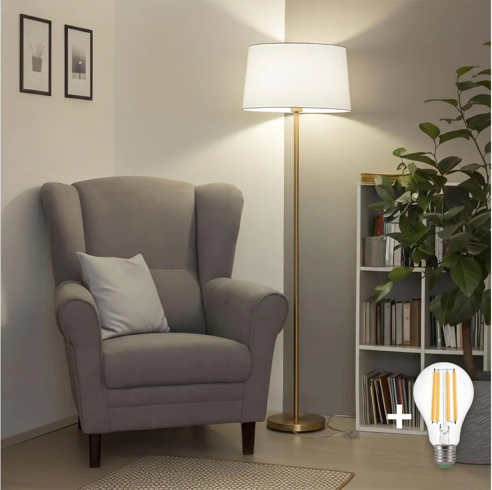BRILAGI - LED Stojací lampa CERIA 1xE27/20W/230V pr. 45 cm bílá/zlatá