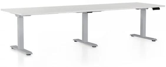 Výškově nastavitelný stůl OfficeTech Long, 260 x 80 cm, šedá podnož