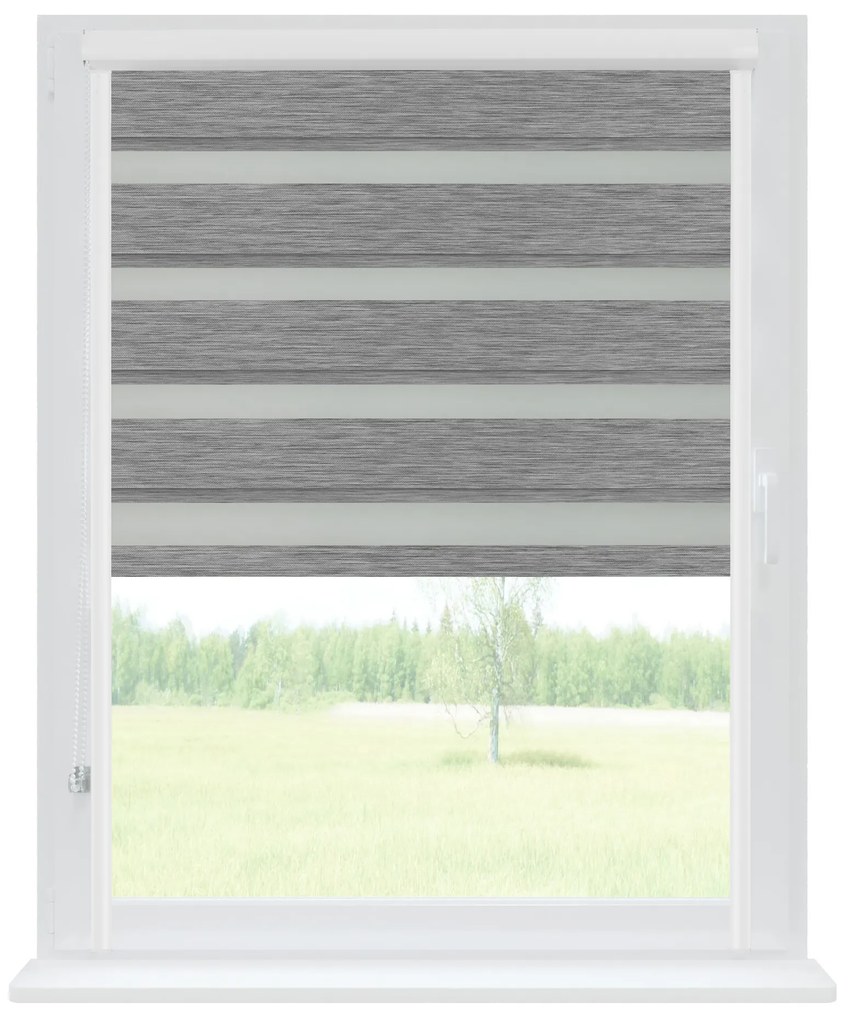 Dekodum Roleta den a noc v bílé kazetě zatemňovací, barva látky Stříbrná Šířka (cm): 114, Výška (cm): Standardní (do 150 cm), Strana mechanismu: Levá