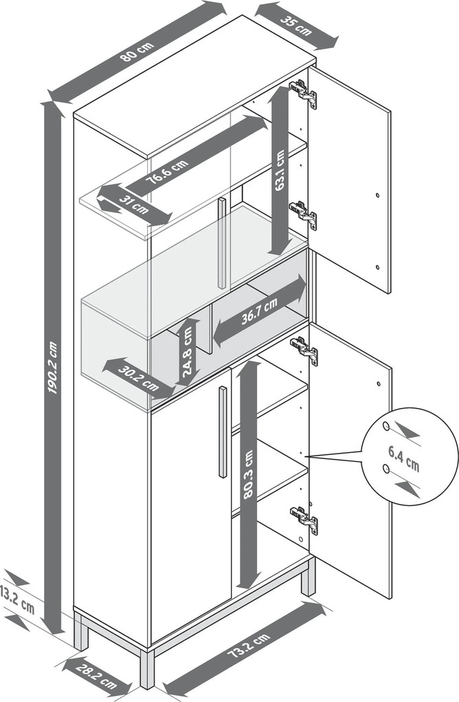 Tchibo - Vysoká koupelnová skříňka »Eklund« - barva: šedá