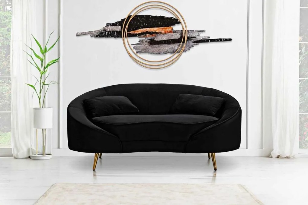 Designová pohovka Yasmeen 148 cm černá / zlatá