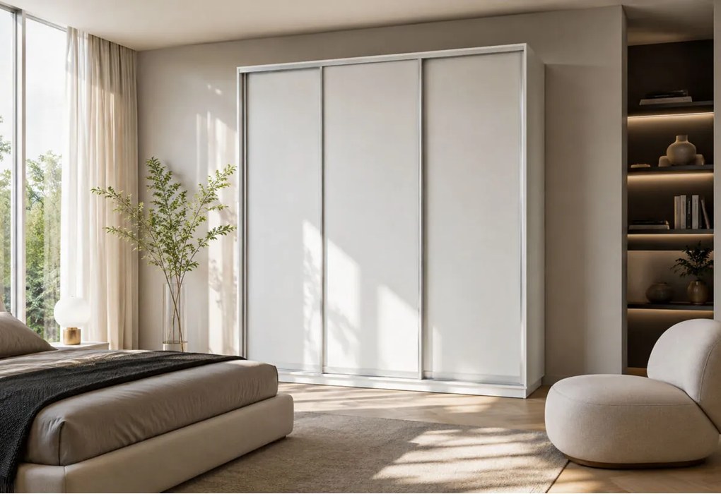 Skříň s posuvnými dveřmi 2700х2400x600 3LTD nymphaea alba, profil stříbrný