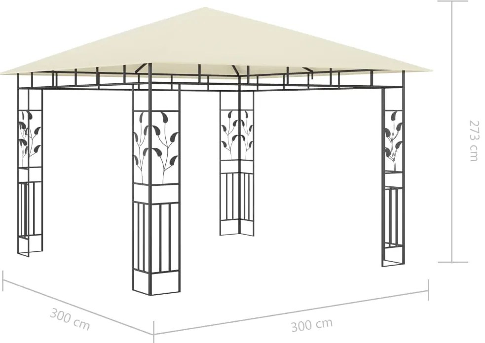 vidaXL Marketos Altán s moskytiérou a světelnými LED řetězy 3x3x2,73 m krémový