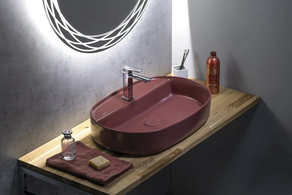 Isvea Isvea, INFINITY OVAL keramické umyvadlo na desku, 60x40 cm, matná Maroon Red, 10NF65060-2R